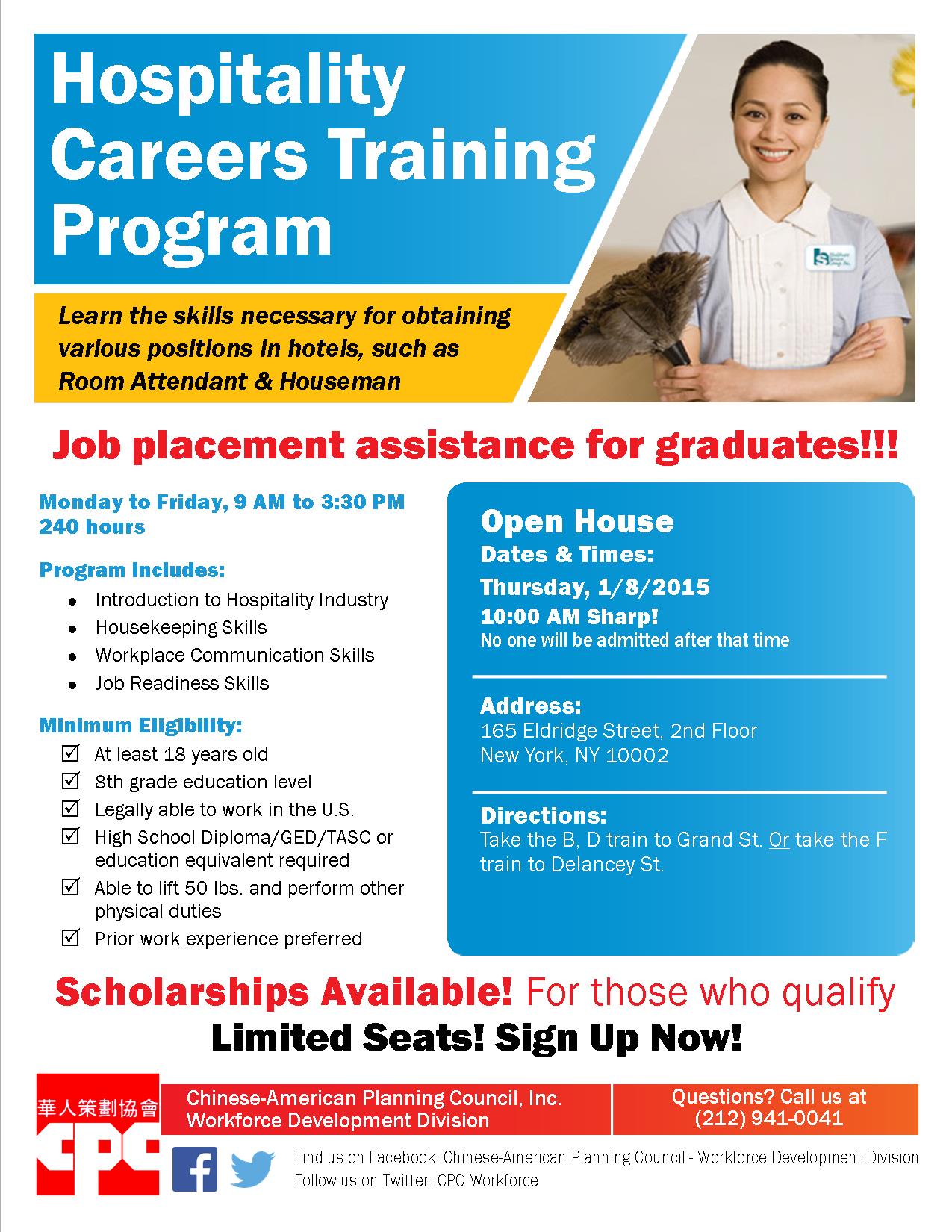 Hospitality Careers Training Program Open House 2015-01-08 15:00:00